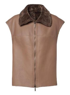 JOSEPH Nico Reversible Wool Vest - Brown