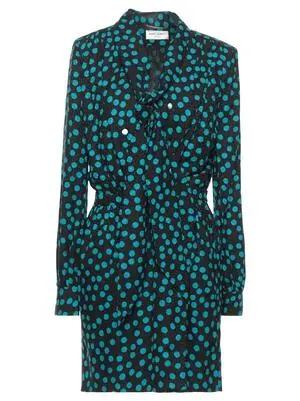 SAINT LAURENT Polka Dot Long Sleeve Dress 