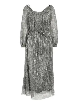 Tory Burch Metallic-finish Flared Skirt - Silver