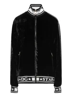 Dolce & Gabbana Solid Color Velvet Long-sleeve Turtleneck Coat - Black
