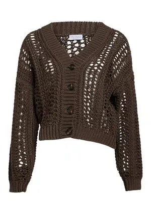 Brunello Cucinelli Heavy-weight Open-knit Cardigan - Brown