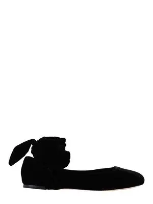 Max Mara Solid Color Suede Flat - Black