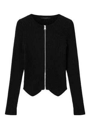ALLSAINTS ALLSAINTS Ribbed Corset-Inspired Zip Knitwear Black