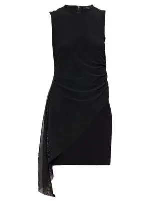 ALLSAINTS Sleeveless Ruched Asymmetric Mini Dress - Black