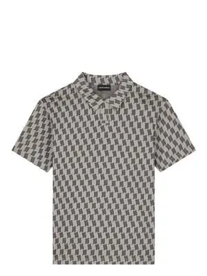 Emporio Armani Polo In Jacquard Jersey Lyocell Blend Signature Capsule - Grey