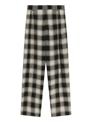 Phoebe Philo Plaid Double Pleat Trousers - Black