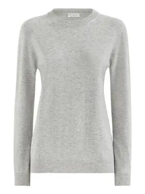 Brunello Cucinelli Cashmere Sweater With Monili - Pebble