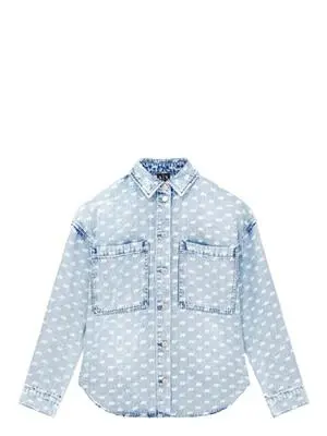 Armani Exchange Logo-print Denim Shirt - Blue