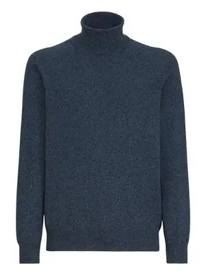 Brunello Cucinelli Mouliné Cashmere Turtleneck Sweater Denim