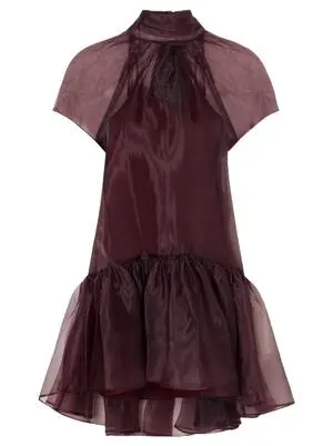 Simkhai Sheer Organza Mini Dress - Brown