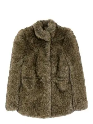 THE FRANKIE SHOP Faux Fur Mid-length Coat - Coffee Color