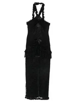 Alessandra Rich Chantilly Lace Evening Dress - Black