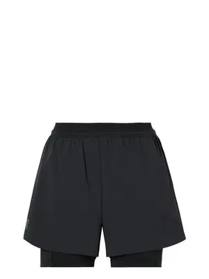 On Pace Layered Recycled-shell And Stretch-jersey Shorts - Black