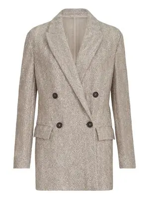 Brunello Cucinelli Chevron Embroidery Blazer In Sparkling Mohair And Wool - Rope