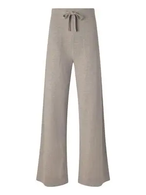 Le Kasha Ribbed Organic Cashmere Wide-leg Pants - Gray