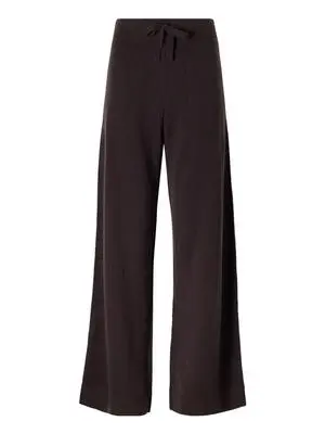 Le Kasha Ribbed Organic Cashmere Wide-leg Pants - No