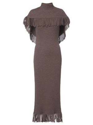 Simkhai Jordan Caped Wool And Cashmere Maxi Dress - Brown