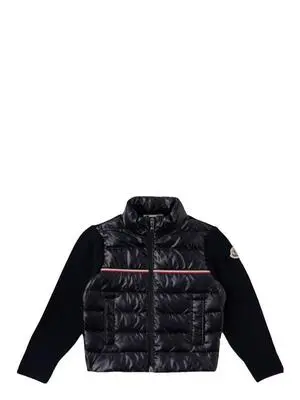 Moncler Tricolour Padded Cotton Blend Cardigan - Black