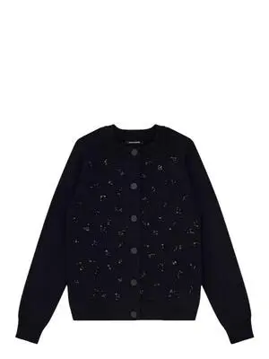 Armani Exchange Regular Fit Cardigan In Knitted Viscose Blend - Black