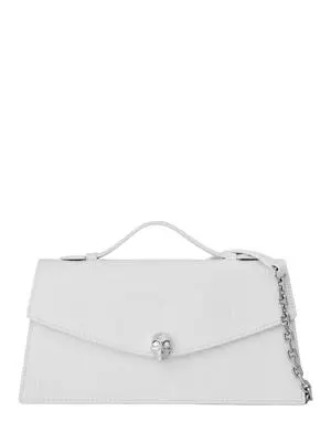 Alexander McQueen Alexander McQueen Croc Embossed Shoulder Bag With Skull Clasp White