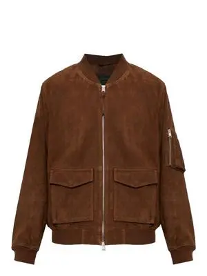 ALLSAINTS Suede Bomber Jacket Auburn