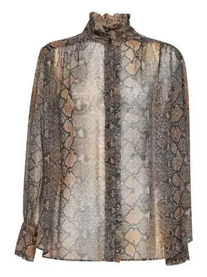 ERMANNO FIRENZE ERMANNO FIRENZE Snake-Print Ruffled Shirt