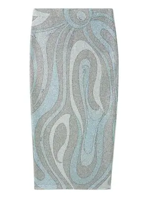 Emilio Pucci Emilio Pucci Printed Metallic Jersey Midi Skirt Silver