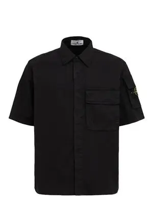 Stone Island Stretch Cotton Twill Shirt - Black