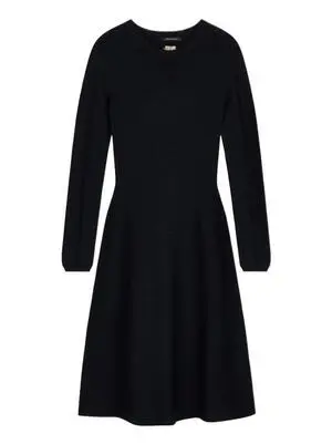 Armani Exchange Long-sleeved, Mid-length, Round-neck Dress - Black
