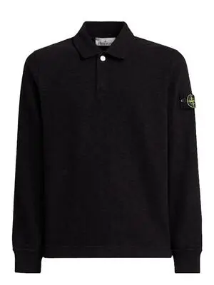 STONE ISLAND Long-sleeve Polo Shirt With Ribbed Collar