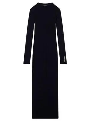 Armani Exchange Ribbed Long-sleeve Dress - Black