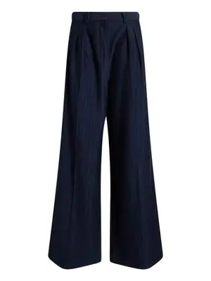 Max Mara Striped Loose Pants Blue
