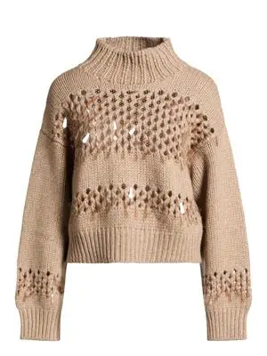 Brunello Cucinelli Cashmere Turtleneck Sweater - Sand-colored