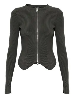 ALLSAINTS Zip Front Rib Knit Cardigan - Wild Green