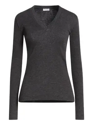 BRUNELLO CUCINELLI Solid-color Wool V-neck Knit T-shirt 