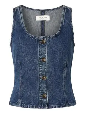 RAG & BONE Rag & Bone Cropped Sleeveless Denim Tank