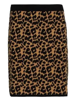 Max Mara Leopardprint Knit Midi Skirt Black