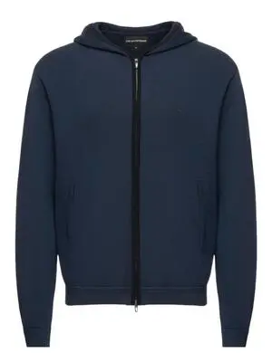 Emporio Armani Zip-up Hooded Cardigan - Blue