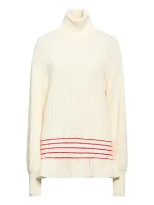 Chloé Chloe Two-Tone Paneled Knit Turtleneck Sweater Ivory
