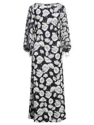 Max Mara Floral Print Trumpet Dress - Blue