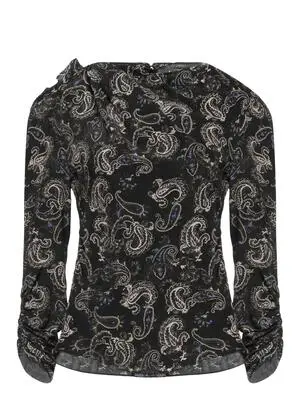 Isabel Marant Étoile Paisley-print Crepe Long Sleeve Top - Black