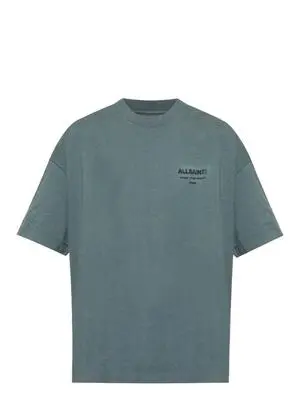 ALLSAINTS Xander Flocked Logo Oversized T-shirt - Sunil Blue