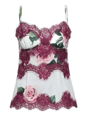 Dolce & Gabbana Floral Lace Sleeveless Top White