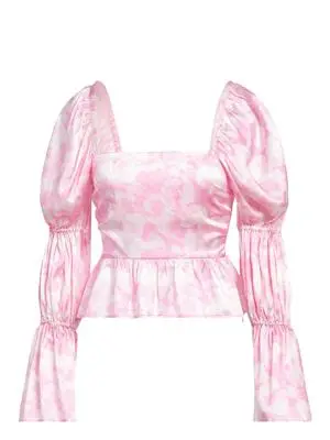 GANNI Ganni Tie-Dyed Satin Peplum Top