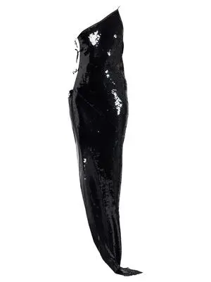 Rick Owens Sequin One-shoulder Long Dress - Black