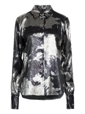 Rag & Bone Metallic Satin Tie-dye Shirt - Silver