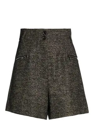 Max Mara Herringbone Flannel Shorts - Black