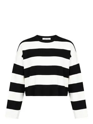Max Mara Striped Knitted Top Black