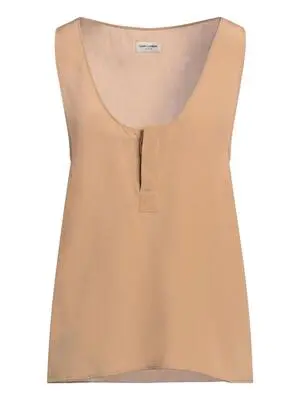 Saint Laurent Solidcolor Sleeveless Top - Nude