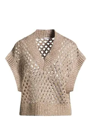 Brunello Cucinelli Solidcolor Vneck Sleeveless Knit Sweater No